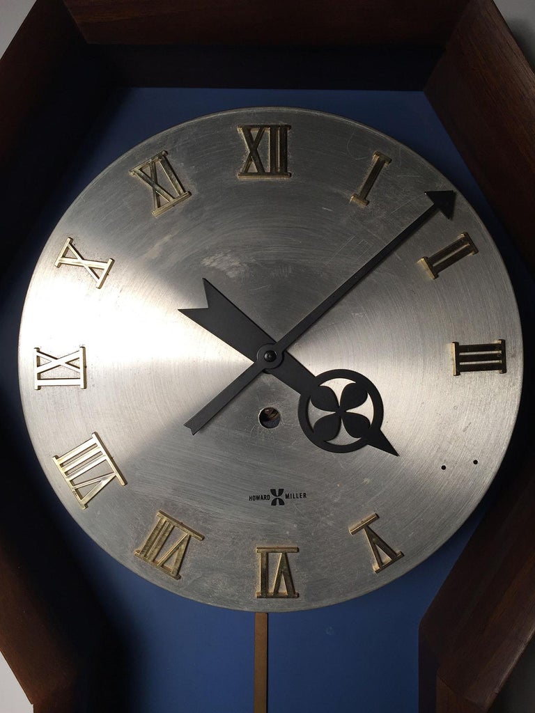 Howard Miller Arthur Umanoff Wall Clock in Fashionable Sapphire at 1stDibs