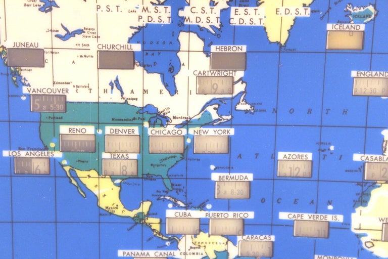 Howard Miller Mid-Century Modern Illuminated Time Table World Clock at ...