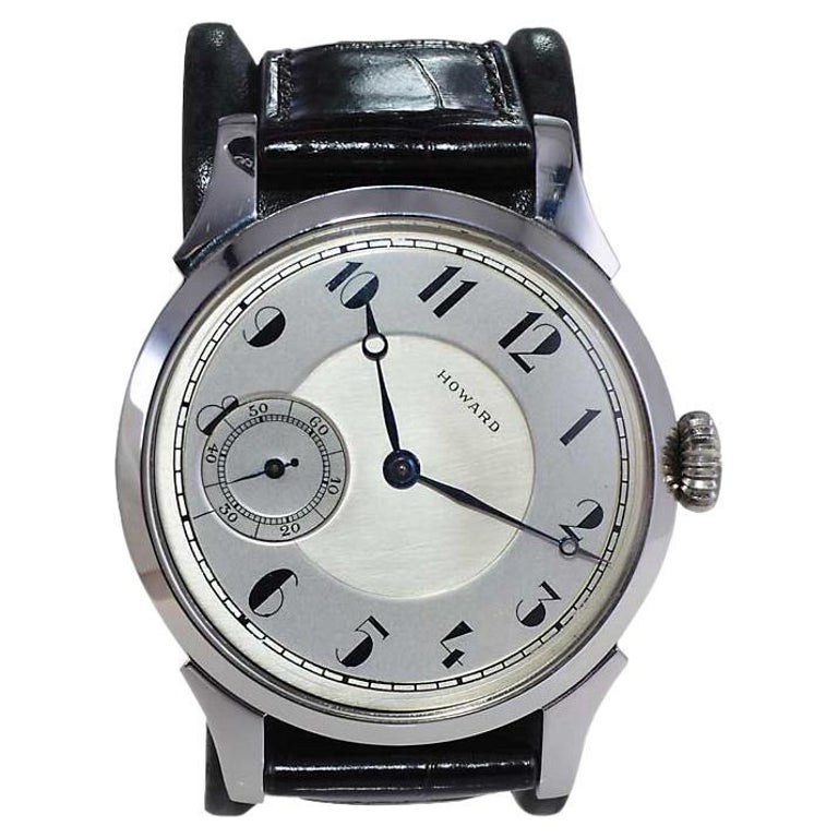 Howard Stainless Steel Art Deco Exhibition Back Watch, circa 1920''s ...