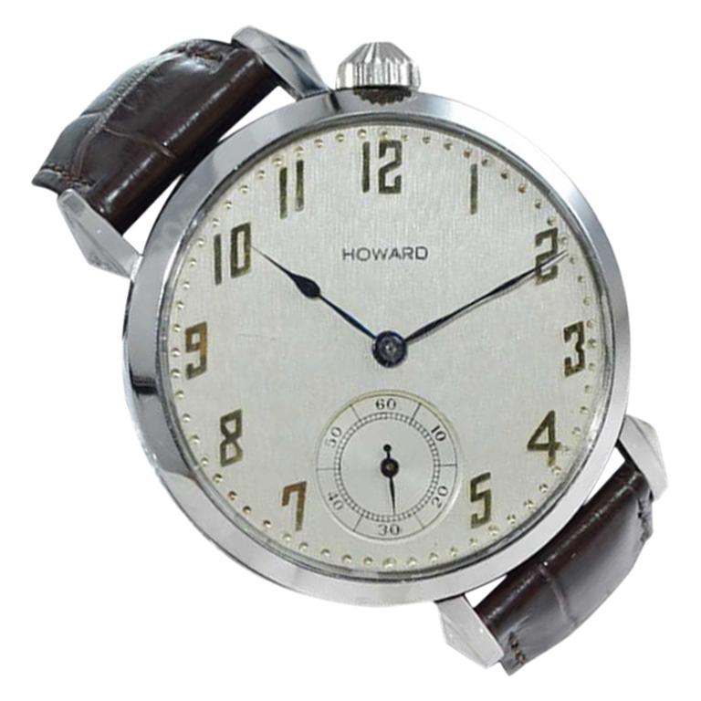 E. Howard Steel Art Deco Dial Oversized Manual Winding Wristwatch ...