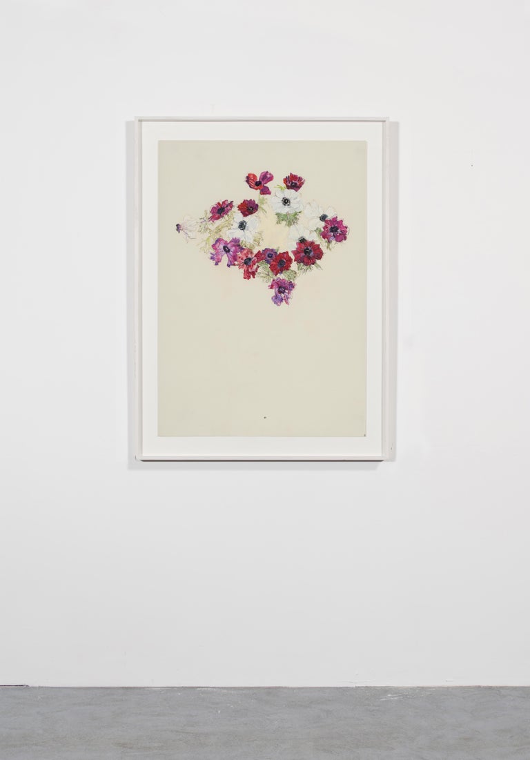 Howard Tangye - Flower Circle (Anemones), Mixed media on Pergamenata ...