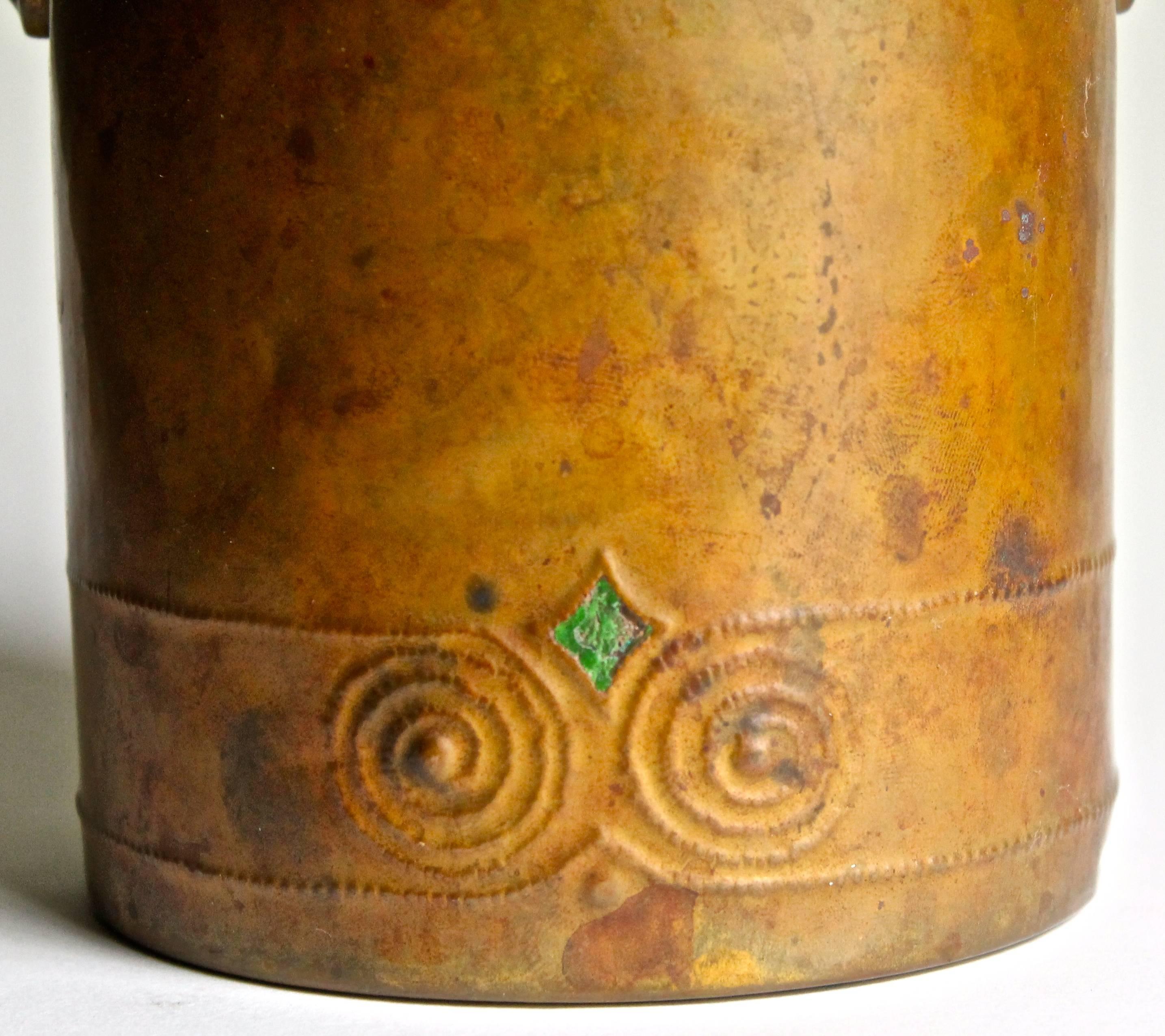 H.P. Groth for J. Winhart, Munchen 1908 Brass and Enamel Secessionist ...