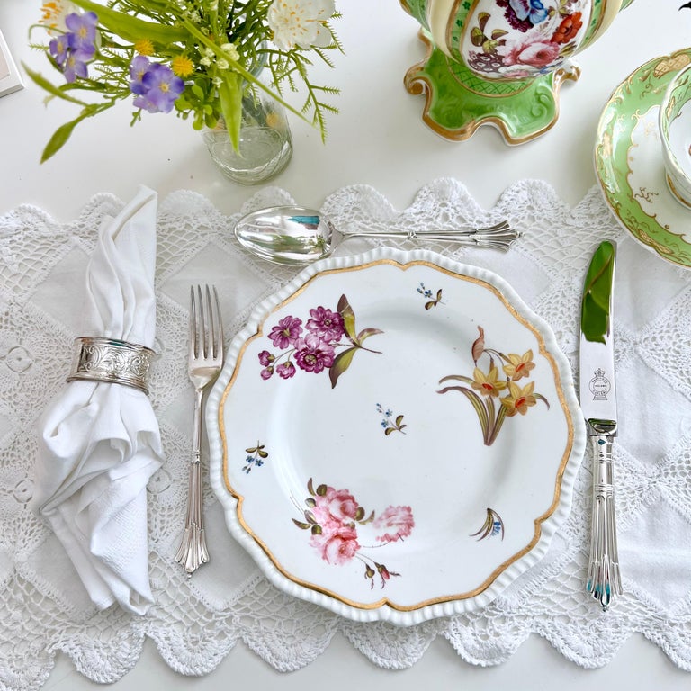 H&R Daniel Porcelain Plate, White, Floral Patt. 3998 Gadrooned, Regency ...