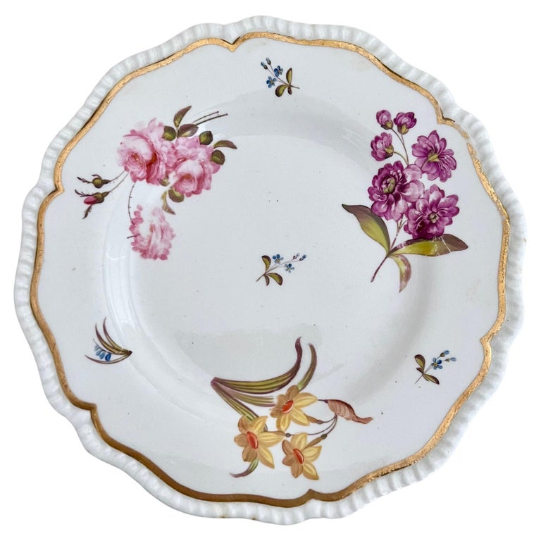 H&R Daniel Porcelain Plate, White, Floral Patt. 3998 Gadrooned, Regency ...