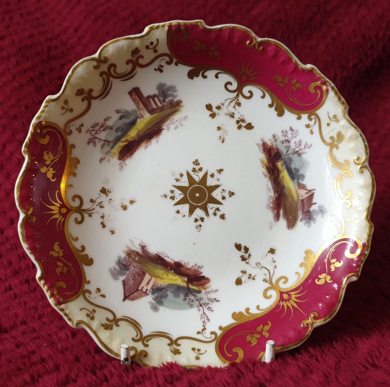 H&R Daniel Shrewsbury Red Handpainted Cup and Saucer For Sale at 1stDibs
