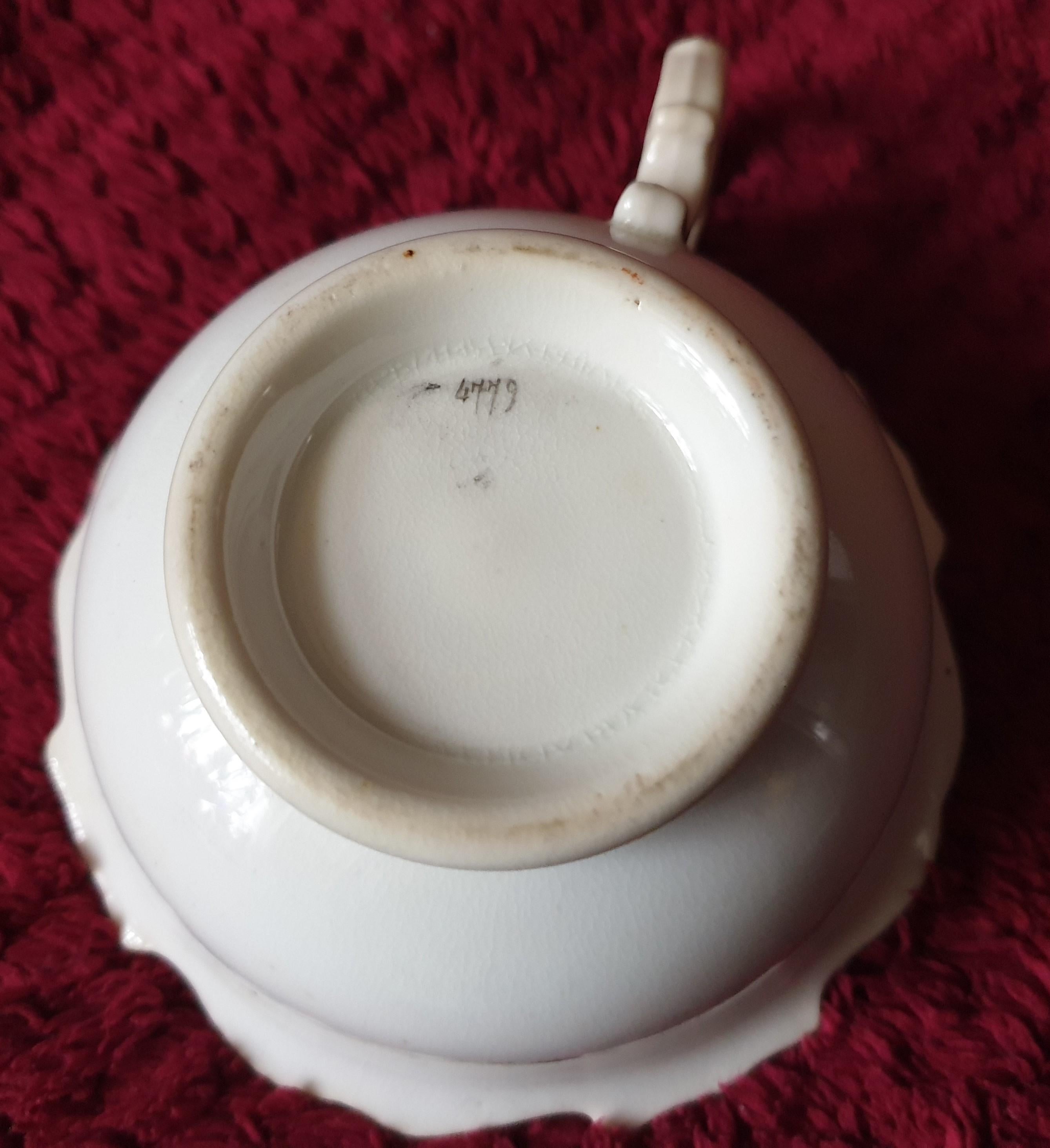 H&R Daniel Shrewsbury Red Handpainted Cup and Saucer For Sale at 1stDibs