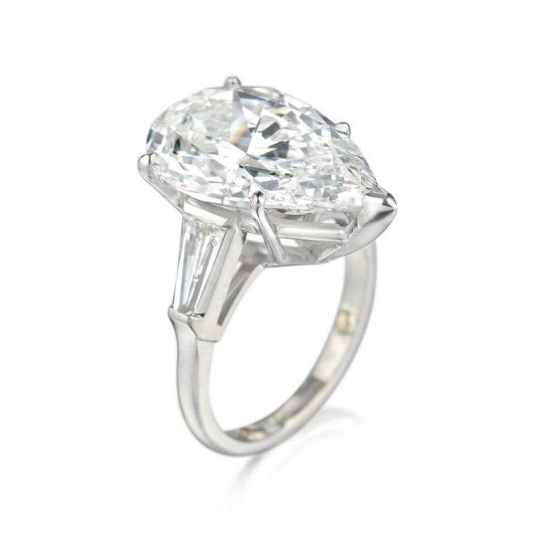 HRD Antwerp 5.62 Carat Pear Cut Diamond Ring For Sale at 1stDibs