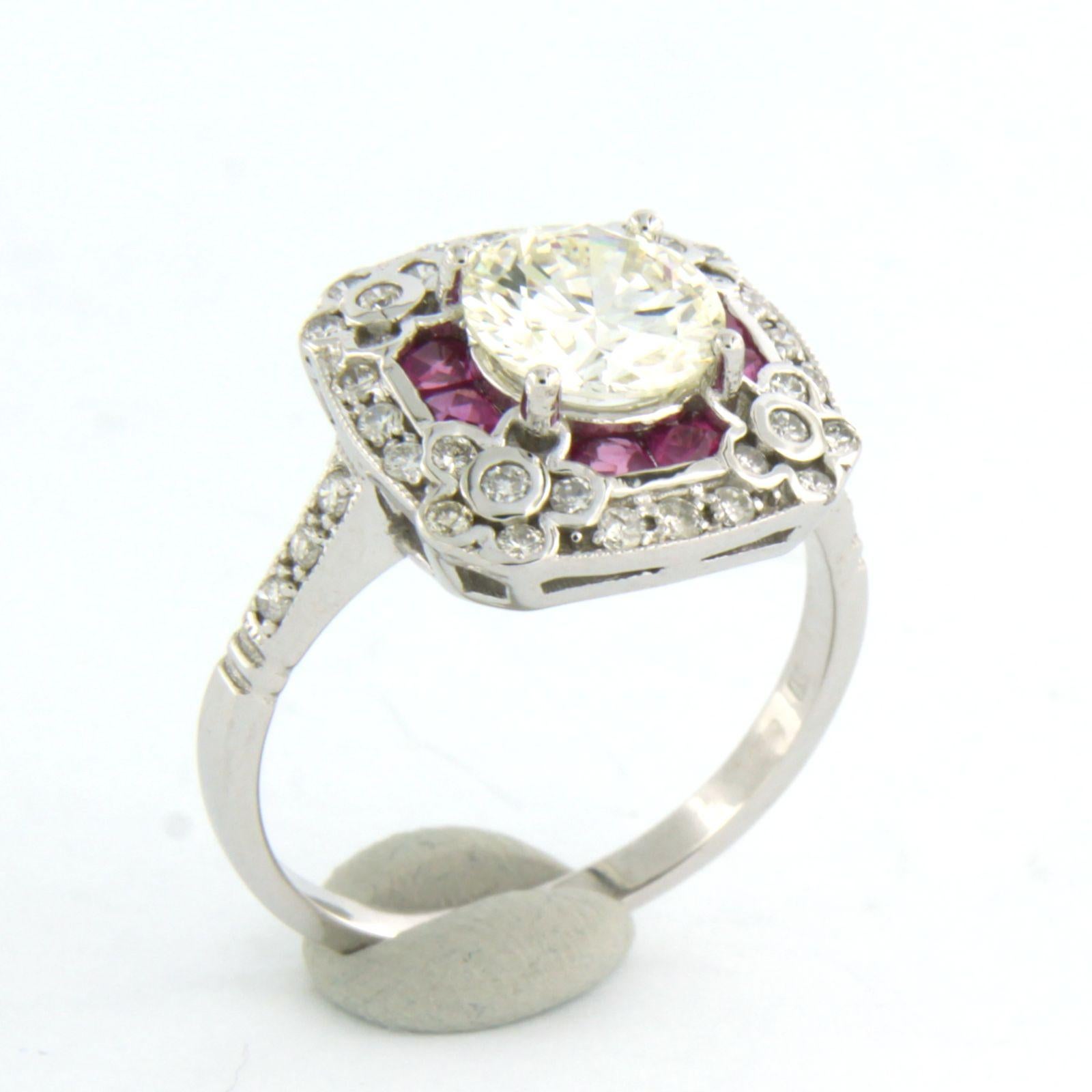 HRD Certified 1.26 ct Diamond Ruby Ring 14k white gold For Sale at 1stDibs
