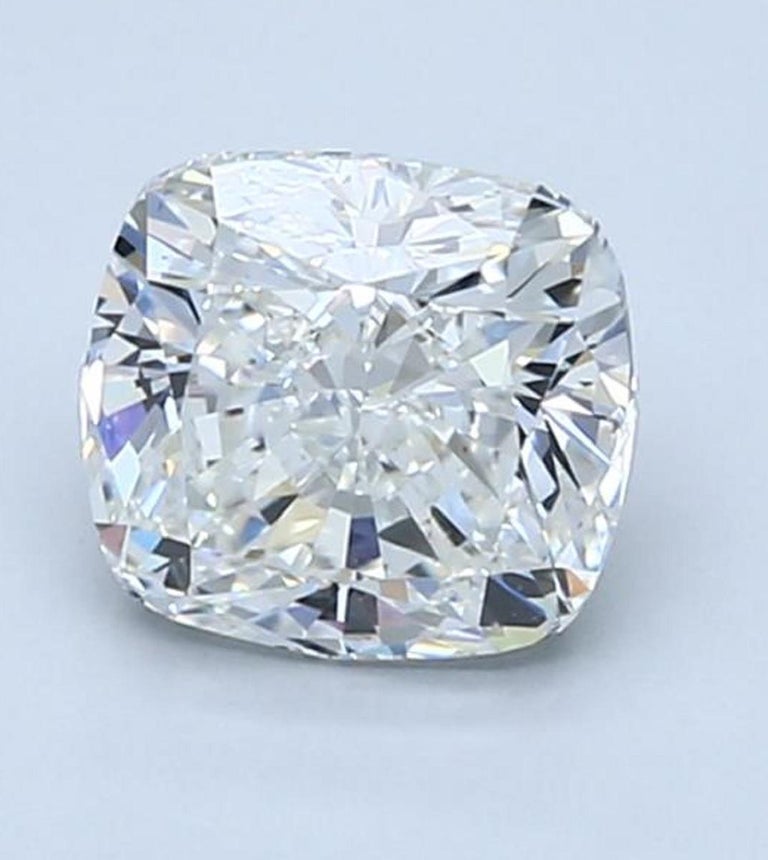 HRD Certified 3 Carat Cushion Cut Ring VVS Clarity I Color For Sale at ...