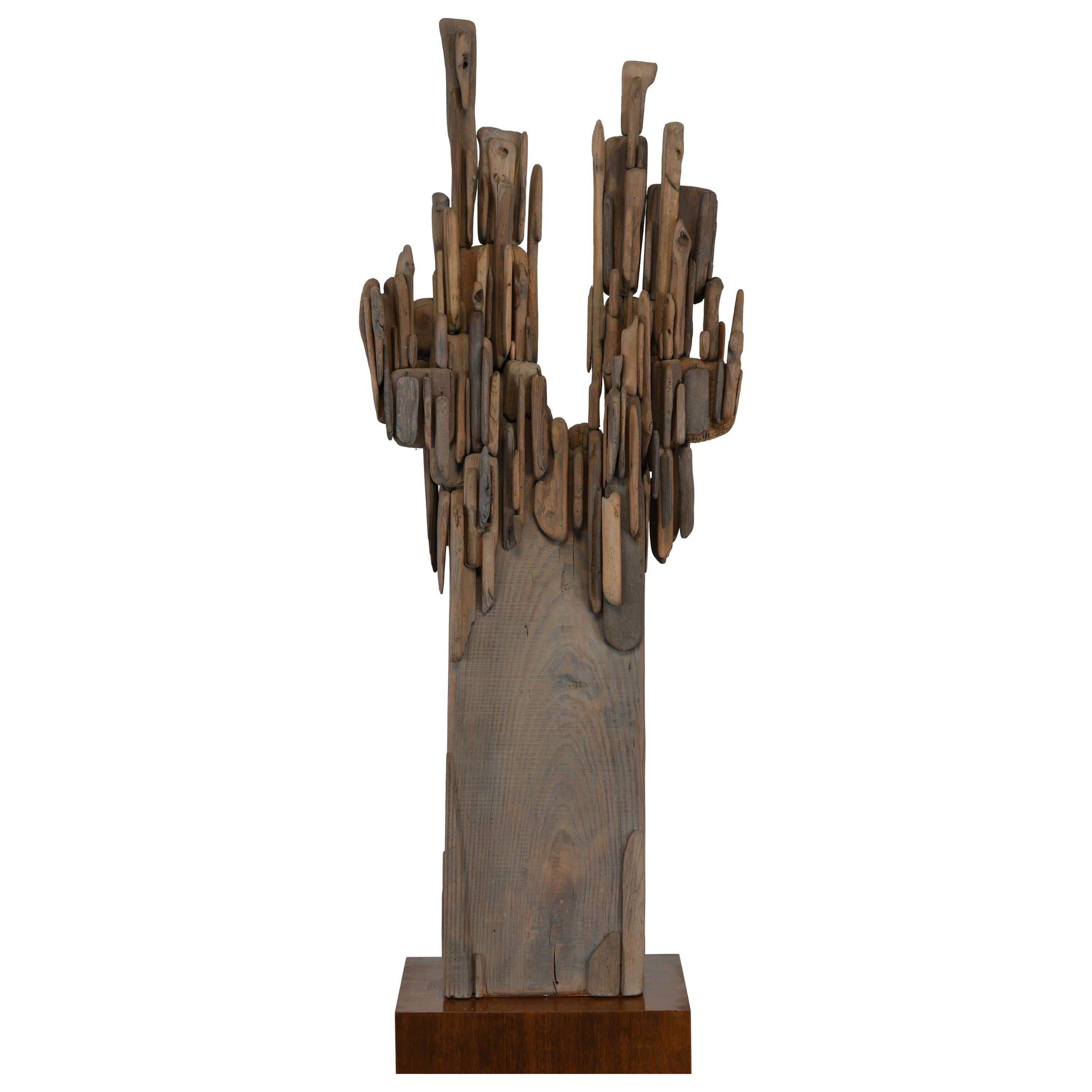 Hubert Long "Guardian" Wood Sculpture, 1970s at 1stDibs