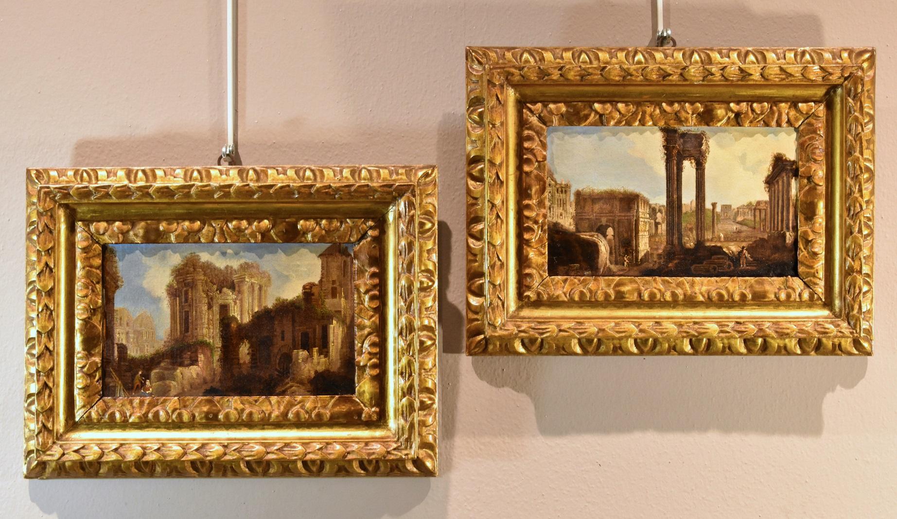 Pair Views Ancient Roma Landscape Ruins Robert 18th Century Paint ...