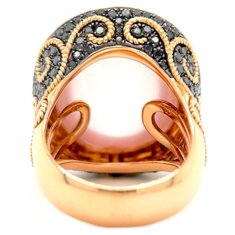 Hubert Rose Quartz Diamond 18 Karat Rose Gold Cocktail Ring at 1stDibs