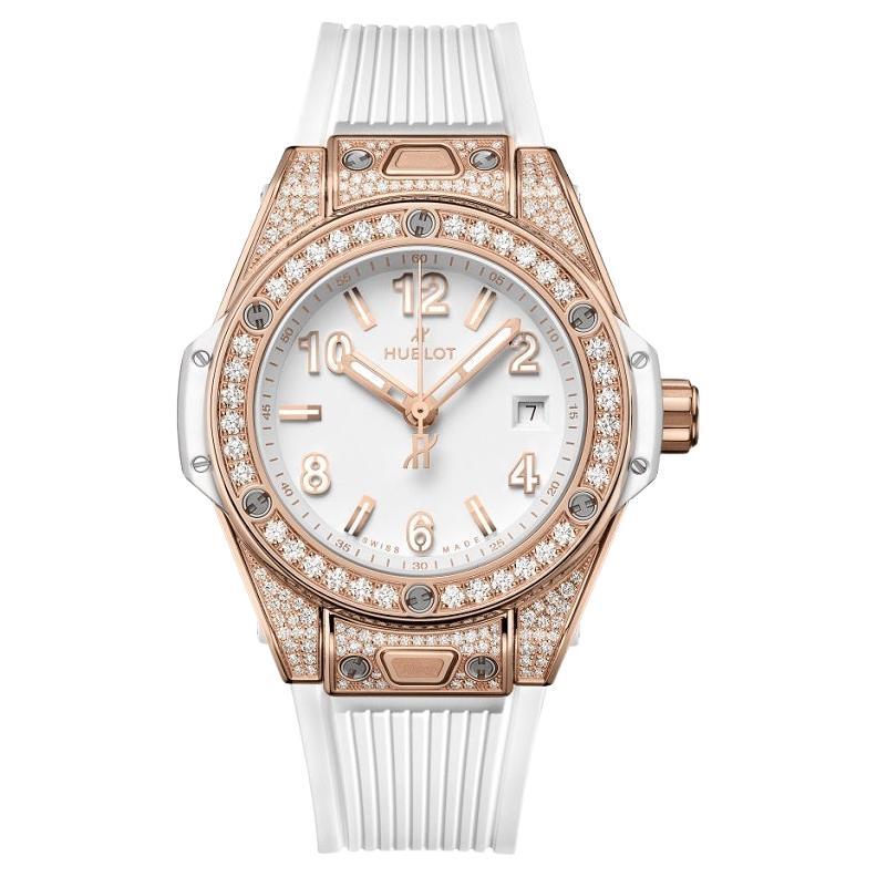 Hublot Big Bang One Click Steel White Pave 33mm Ladies Watch 485.SE ...