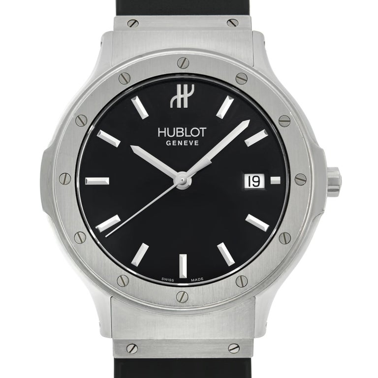 Hublot Classic Fusion Stainless Steel Black Dial Quartz Mens Watch B ...