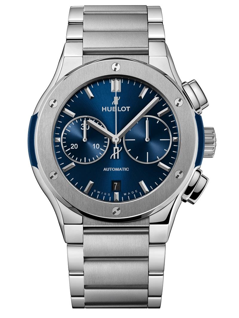 Hublot Classic Fusion Blue Chronograph Titanium Men's Watch 520.NX.7170 ...