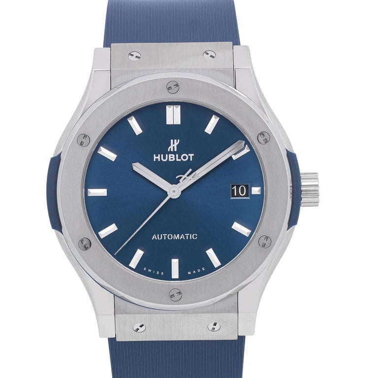 Hublot Classic Fusion Blue Dial Titanium Automtic Mens Watch 511.NX ...