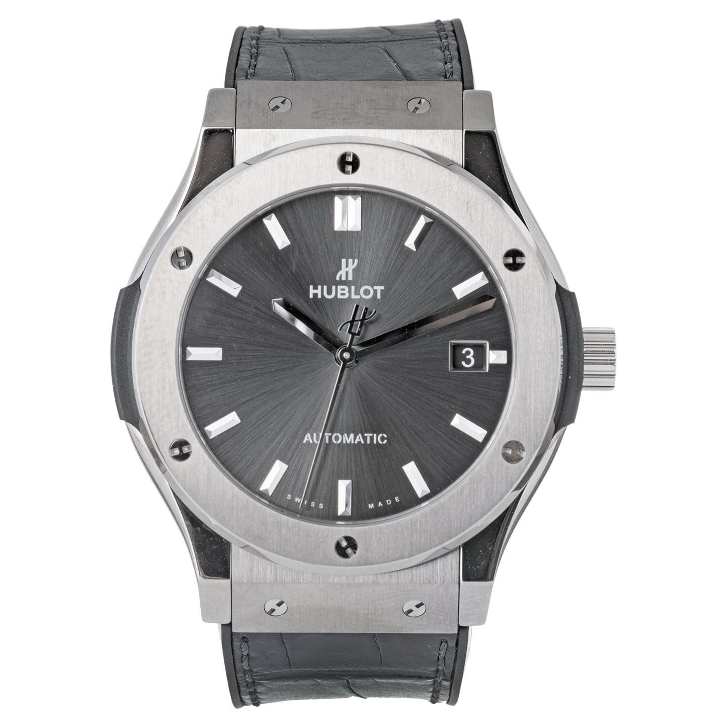 Hublot Classic Fusion 45mm Titanium Grey Dial Automatic Men Watch 521 ...