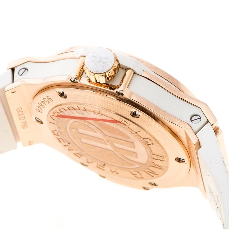 Hublot White 18K Rose Gold Diamonds Big Bang Women's Wristwatch 38 mm ...