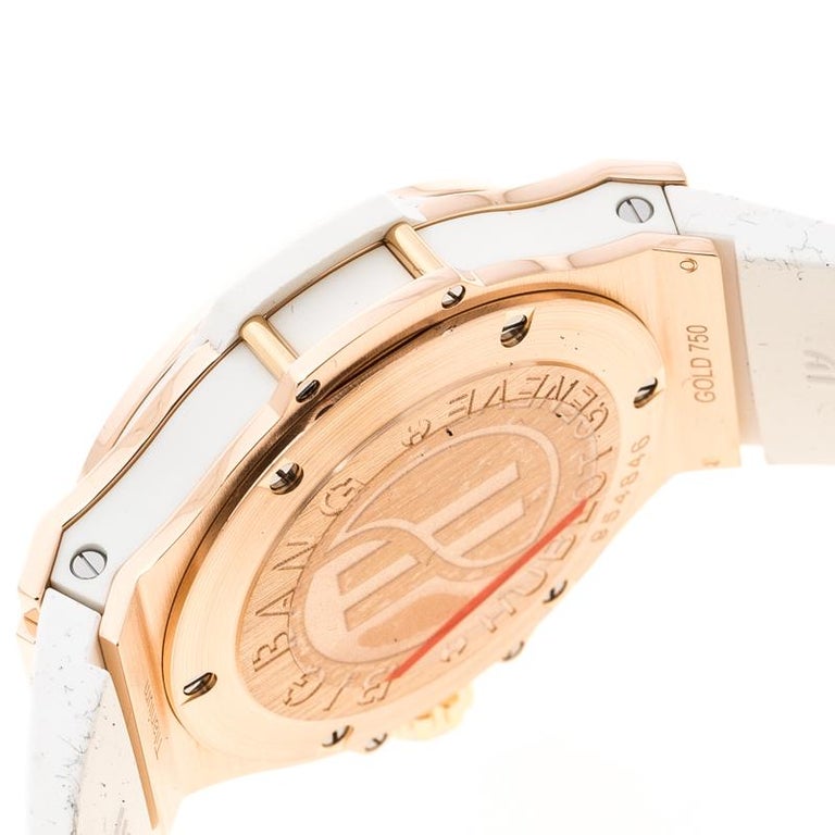 Hublot White 18K Rose Gold Diamonds Big Bang Women's Wristwatch 38 mm ...