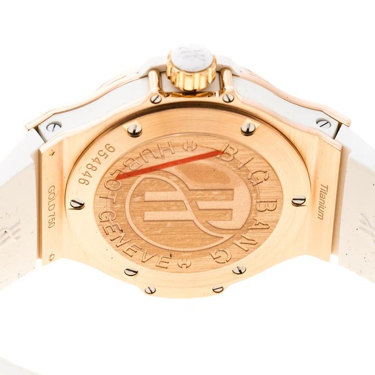 Hublot White 18K Rose Gold Diamonds Big Bang Women's Wristwatch 38 mm ...