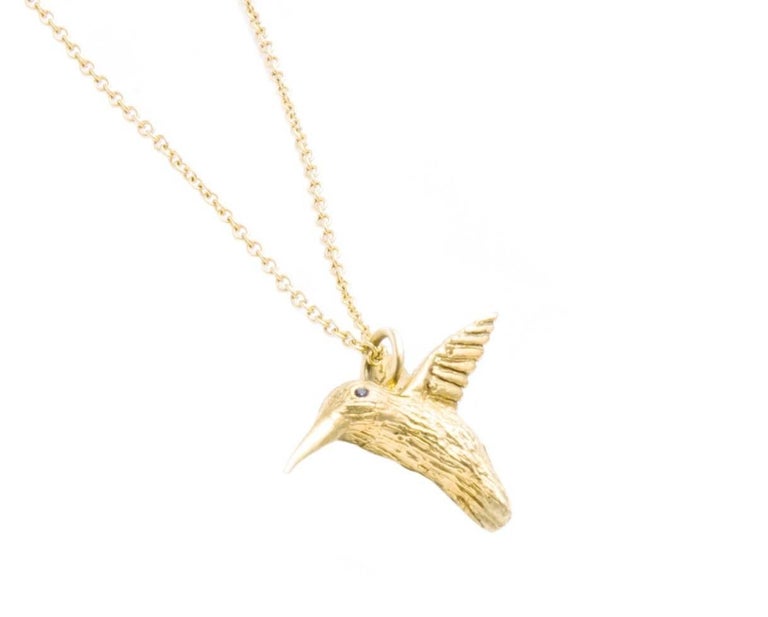 Huckleberry Ltd 18k yellow gold Hummingbird charm and necklace For Sale ...
