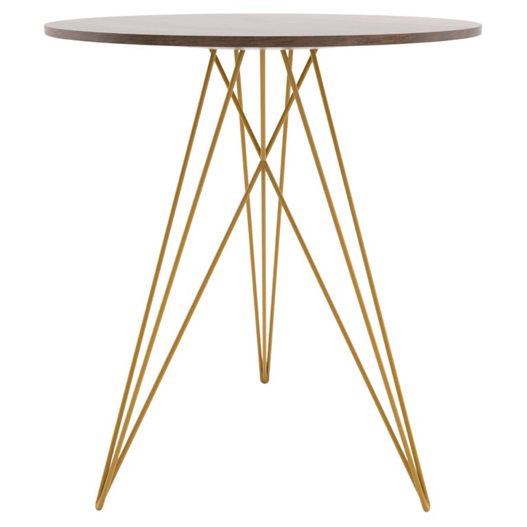 Hudson Hairpin Side Table Walnut Mustard For Sale at 1stDibs