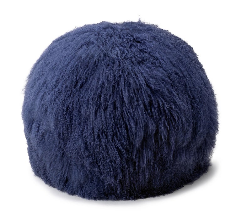 Hudson Ottoman in Navy Tibetan Lamb by Moses Nadel For Sale at 1stDibs