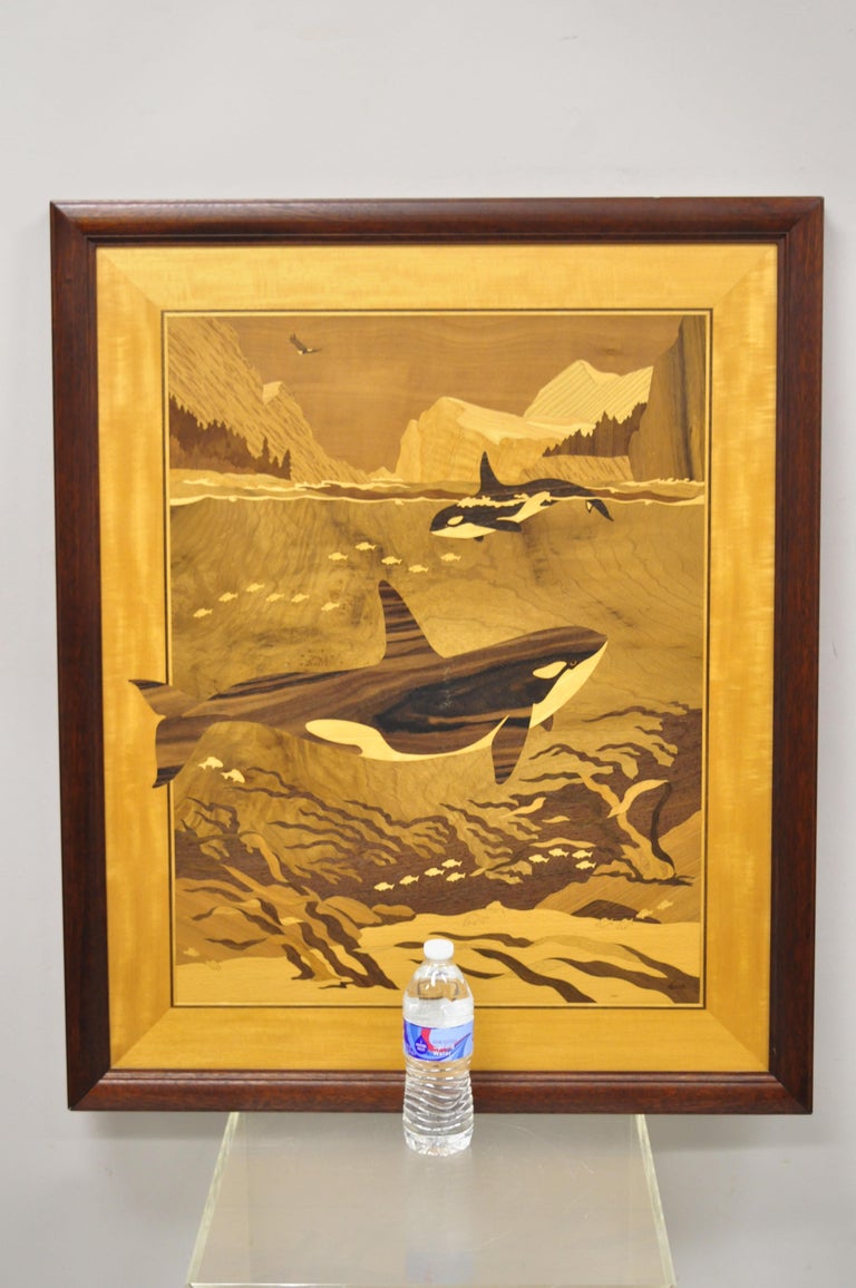 Hudson River Inlay Orcas Killer Whales Nature Sea Marquetry Inlaid Wall ...