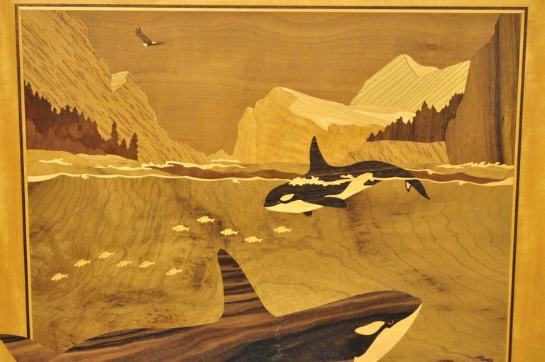 Hudson River Inlay Orcas Killer Whales Nature Sea Marquetry Inlaid Wall ...