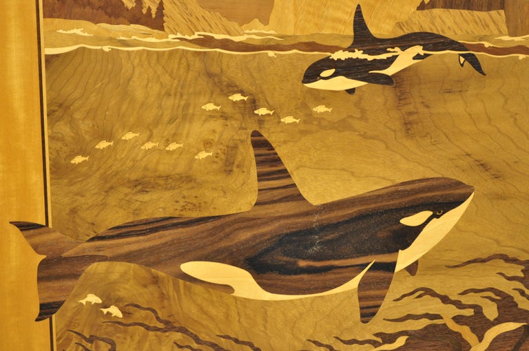 Hudson River Inlay Orcas Killer Whales Nature Sea Marquetry Inlaid Wall ...