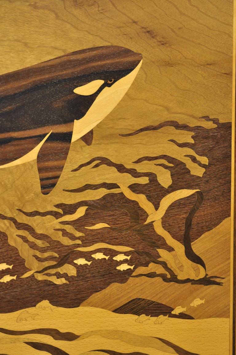 Hudson River Inlay Orcas Killer Whales Nature Sea Marquetry Inlaid Wall ...