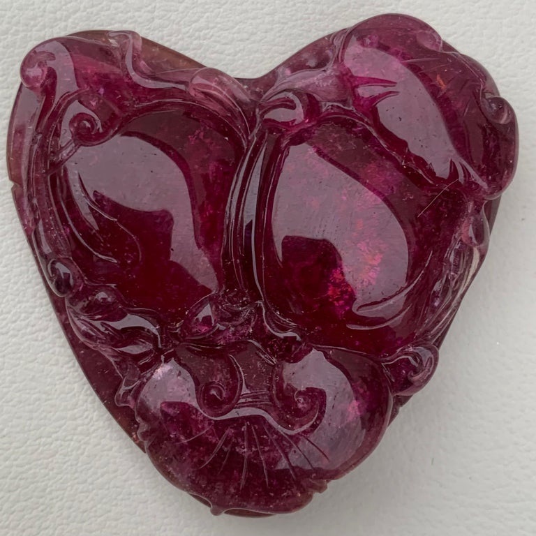 Huge 197.45 Carat Natural Rubellite Tourmaline Carving Gemstone from ...
