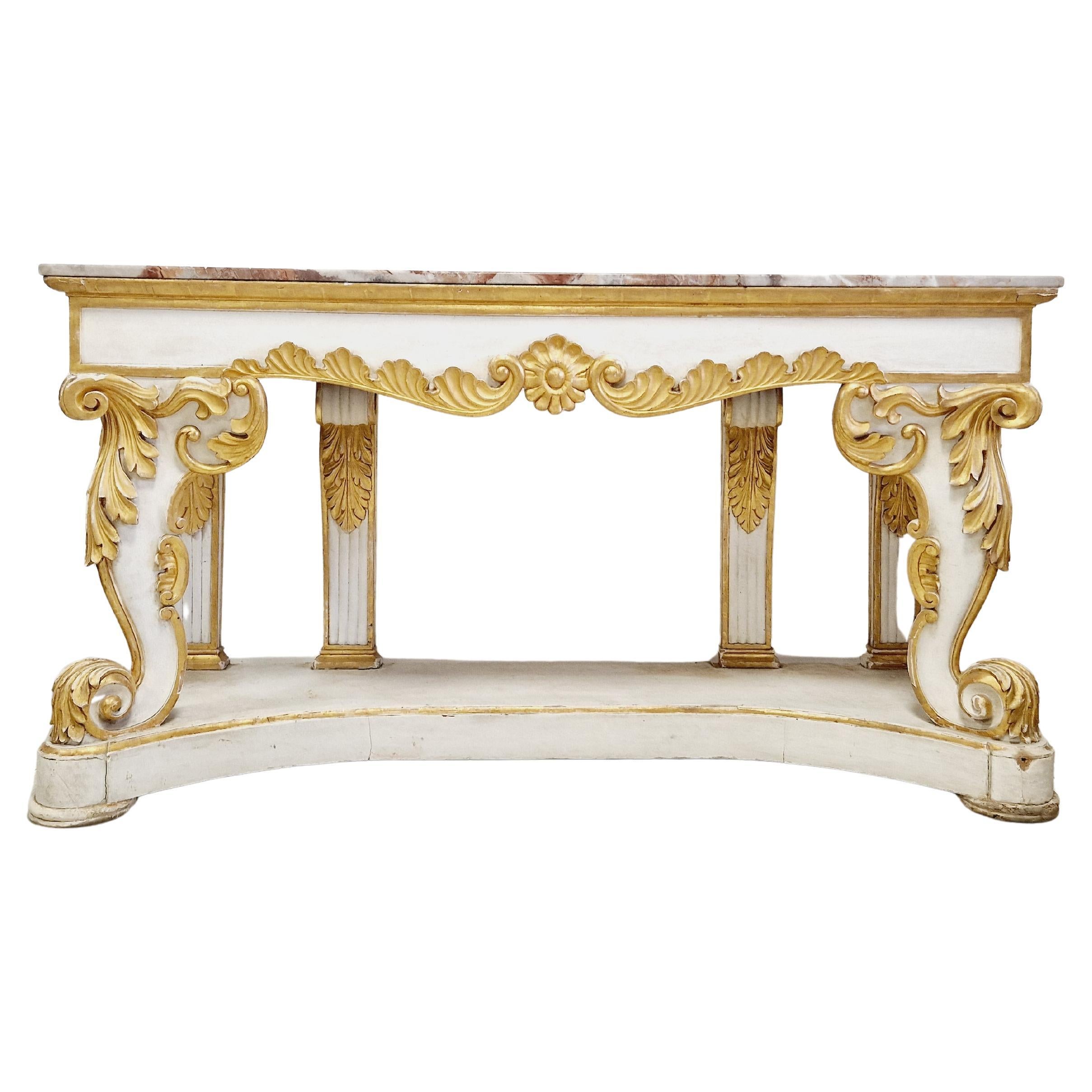 Antique 19th century French Gold Baroque Console Table, Bianca Rosa ...