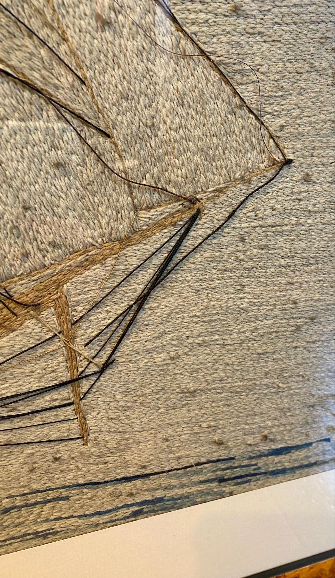 Large 19th Century Sailor's Woolie of Double Decker Ship of the Line, circa 1870 For Sale at 1stDibs