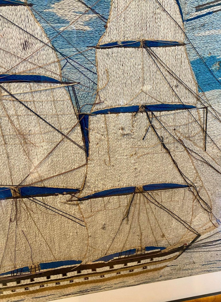 Large 19th Century Sailor's Woolie of Double Decker Ship of the Line ...