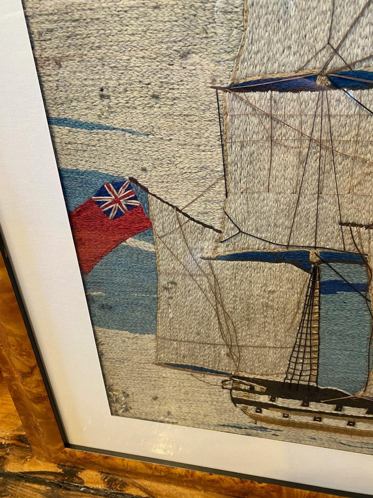 Large 19th Century Sailor's Woolie of Double Decker Ship of the Line ...