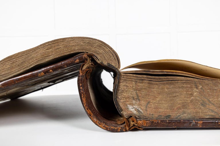 Huge 19th Century Velum and Leather Bound Book For Sale at 1stDibs