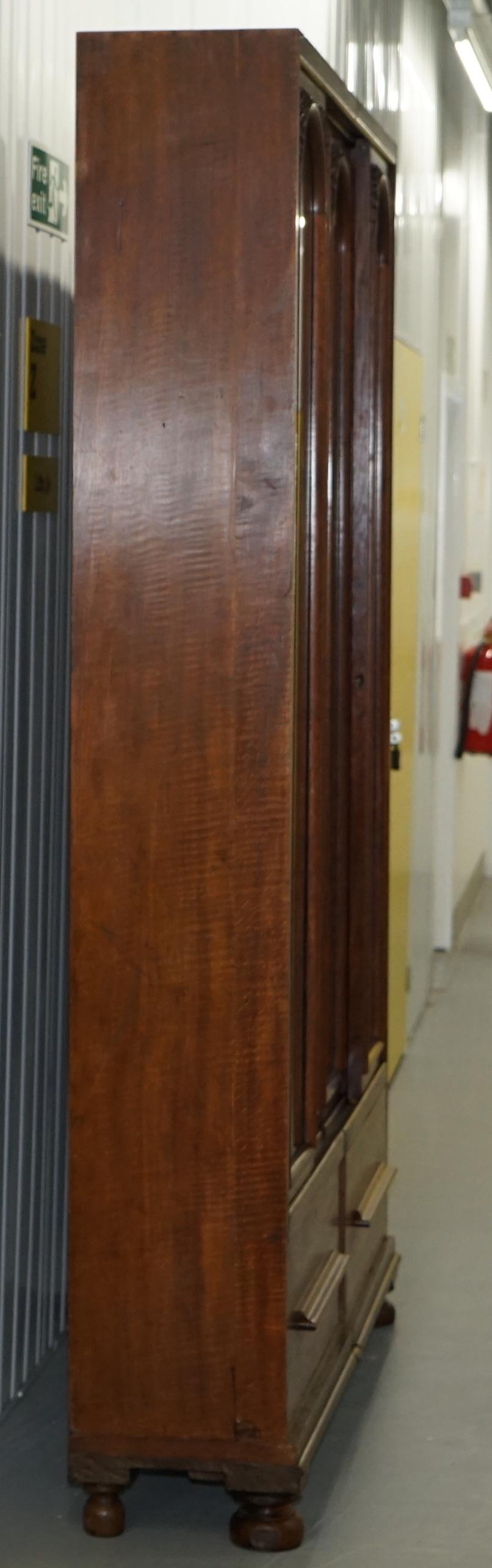 Huge Tall Solid English Oak Victorian Library Sliding Glass Door ...