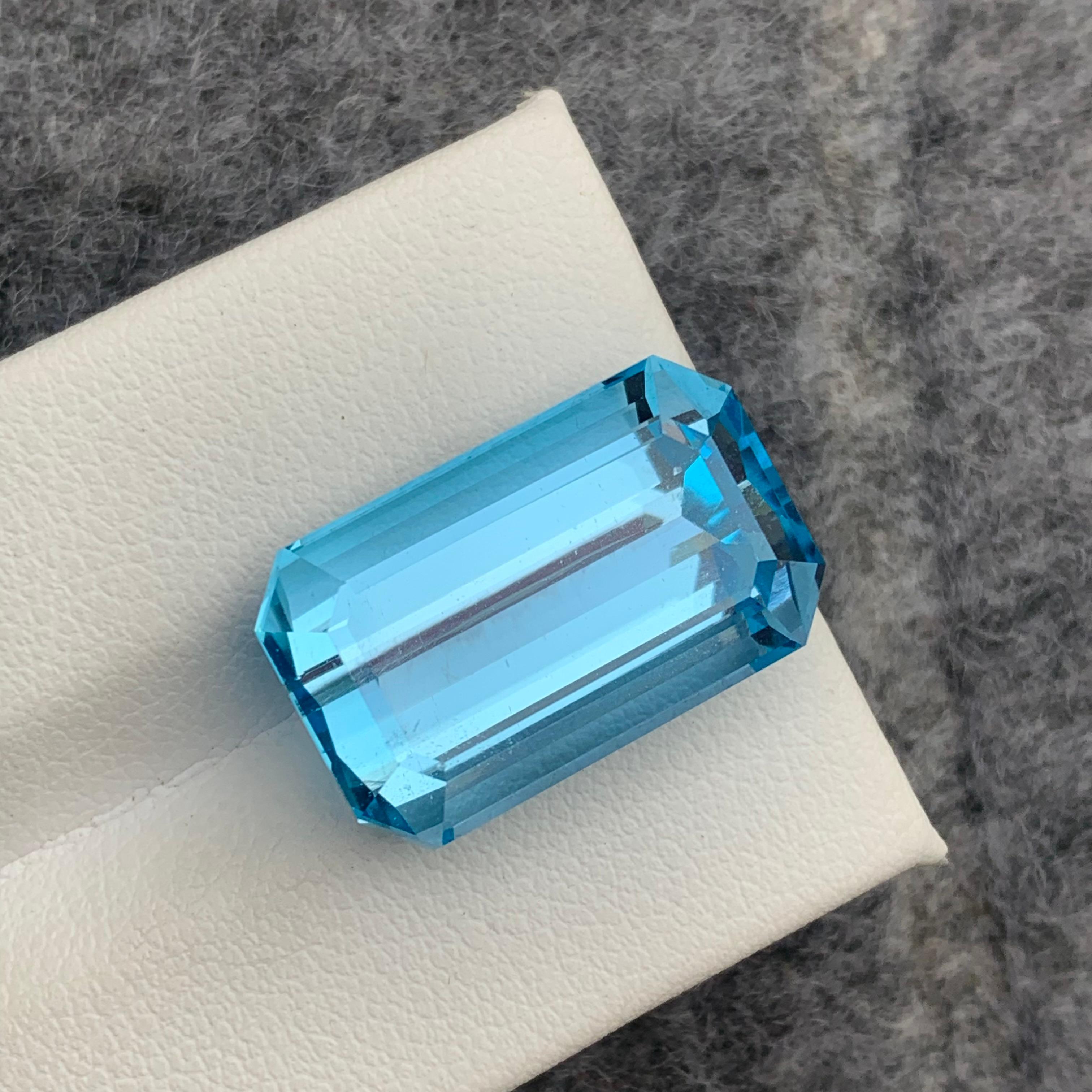 Huge 24.30 Carat Loose Sky Blue Topaz Emerald Cut From Brazil at ...