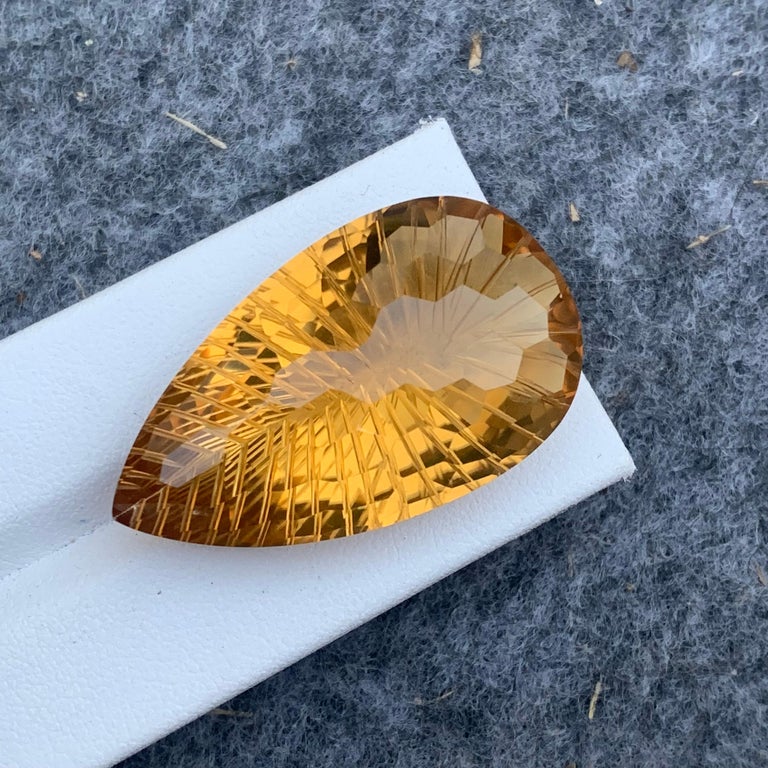 Huge 61.60 Carat Laser Cut Natural Loose Citrine Gemstone Long Pear ...