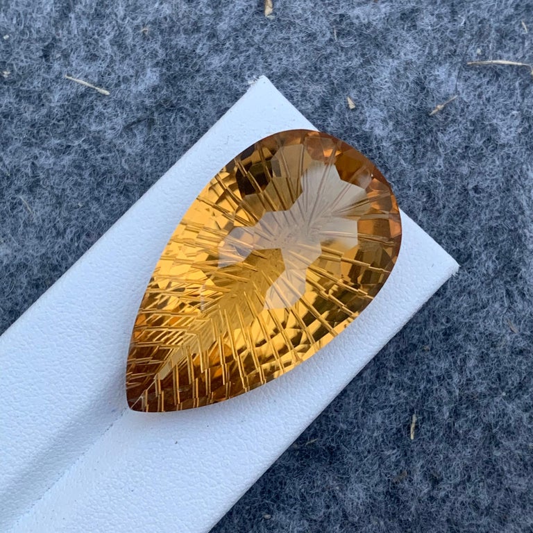 Huge 61.60 Carat Laser Cut Natural Loose Citrine Gemstone Long Pear ...