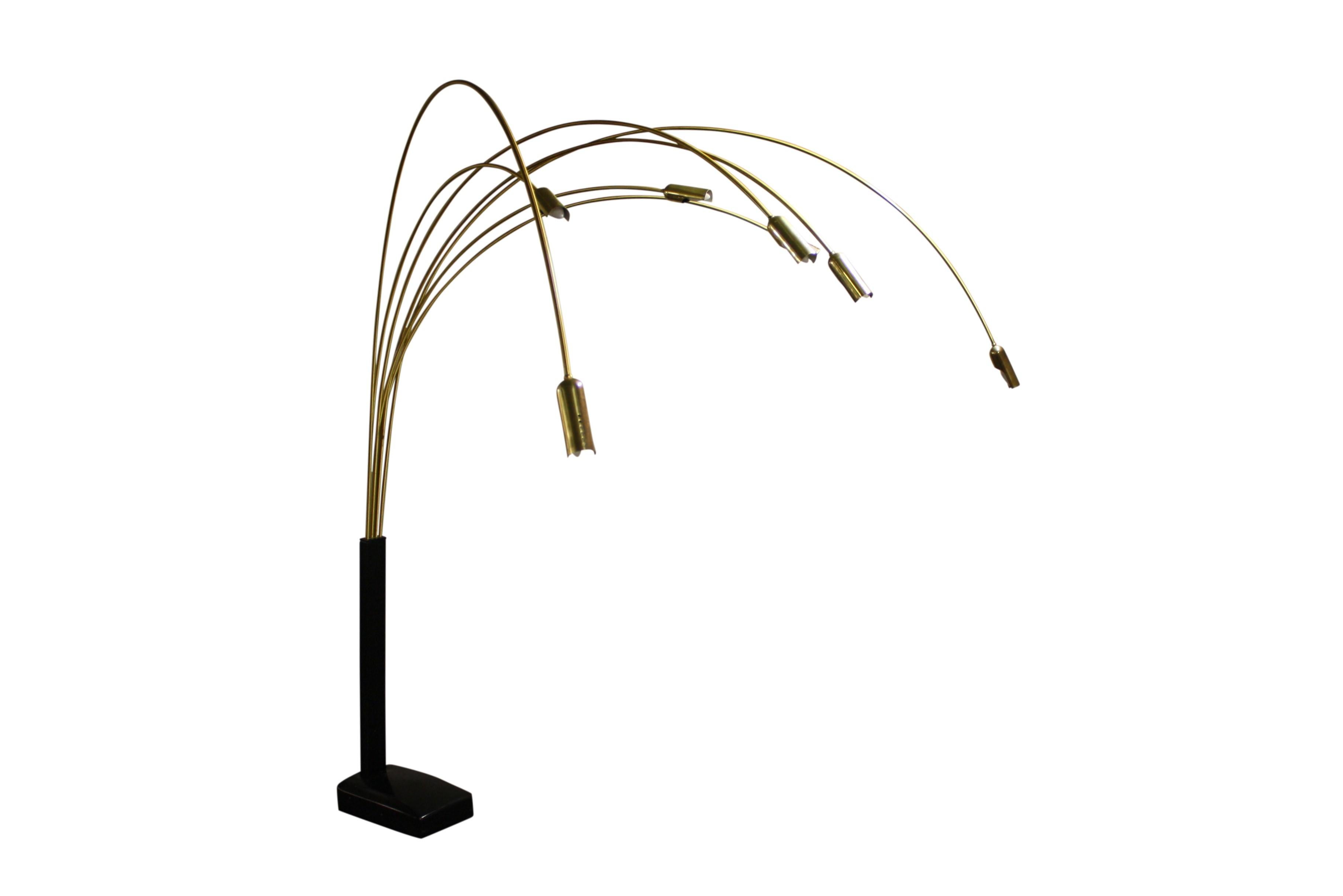 Huge 7 Lightpoint Brass Floor Lamp, 1970s at 1stDibs
