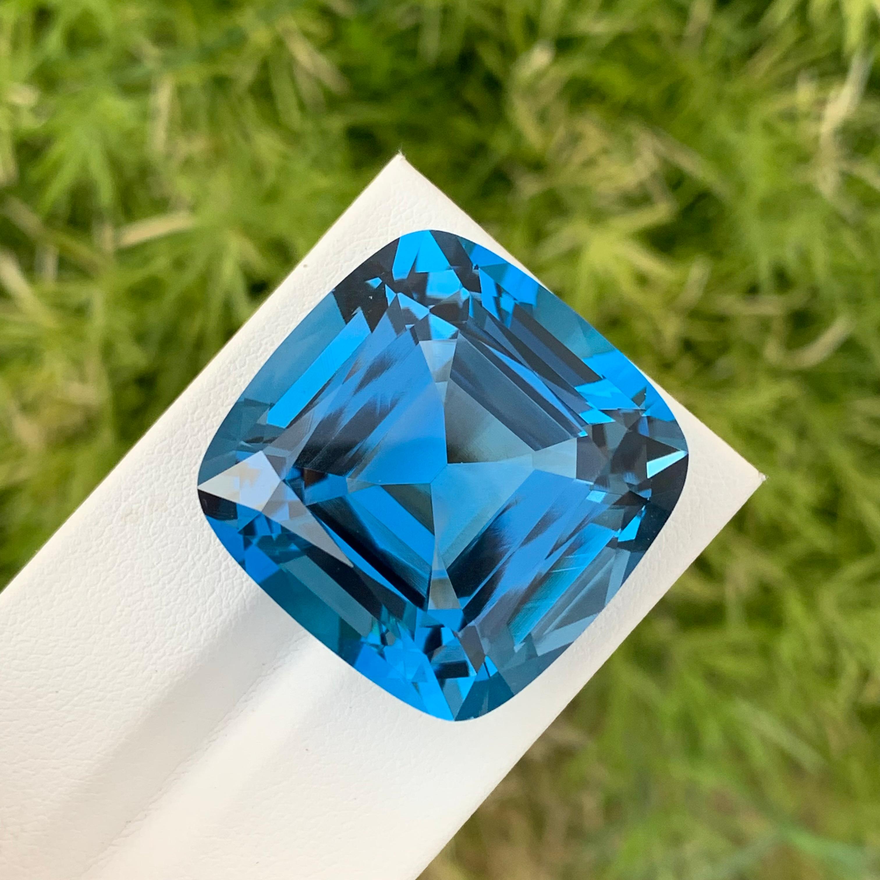 Huge 91.55 Carat Faceted London Blue Topaz Perfect Square Shape Gem For ...