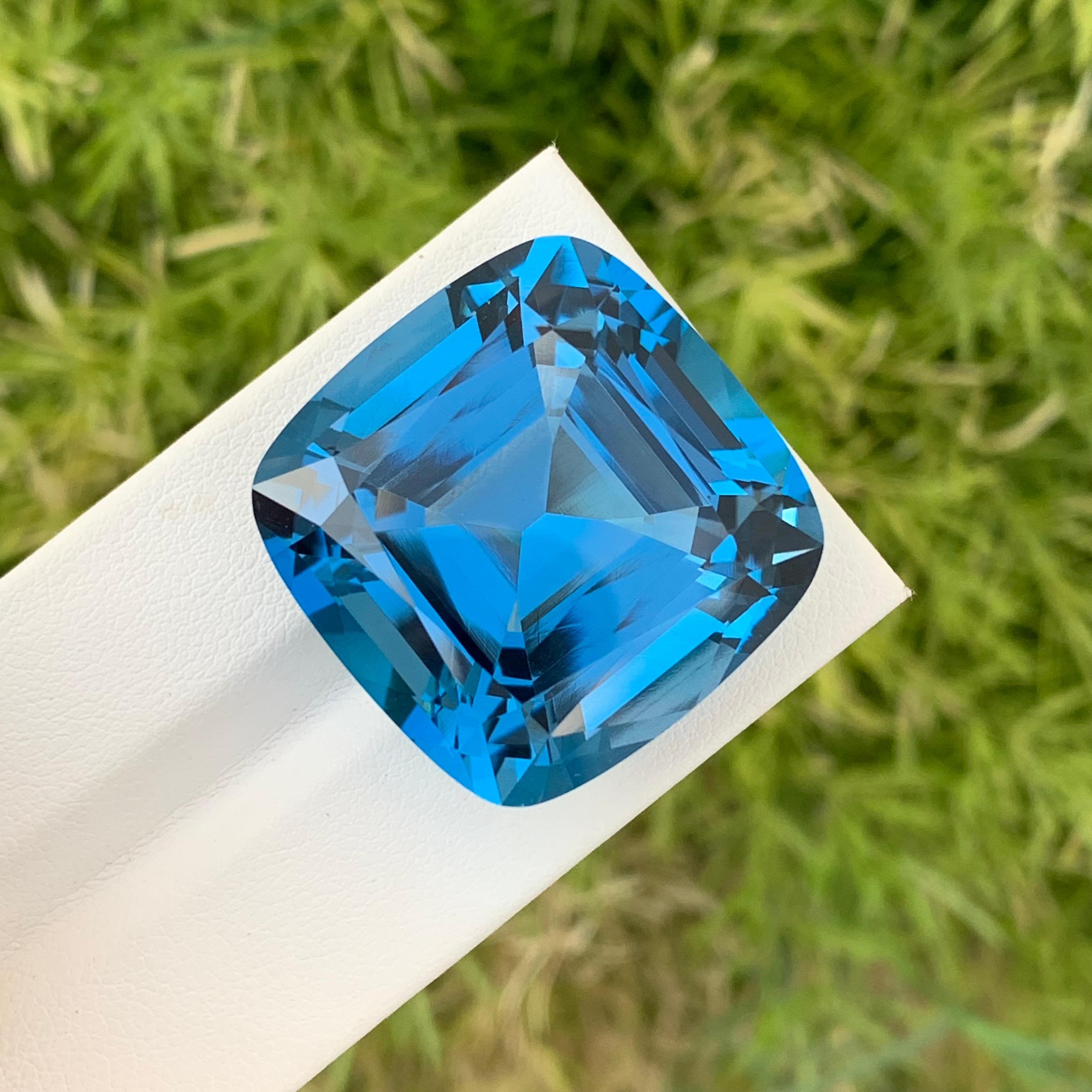 Huge 91.55 Carat Faceted London Blue Topaz Perfect Square Shape Gem For ...