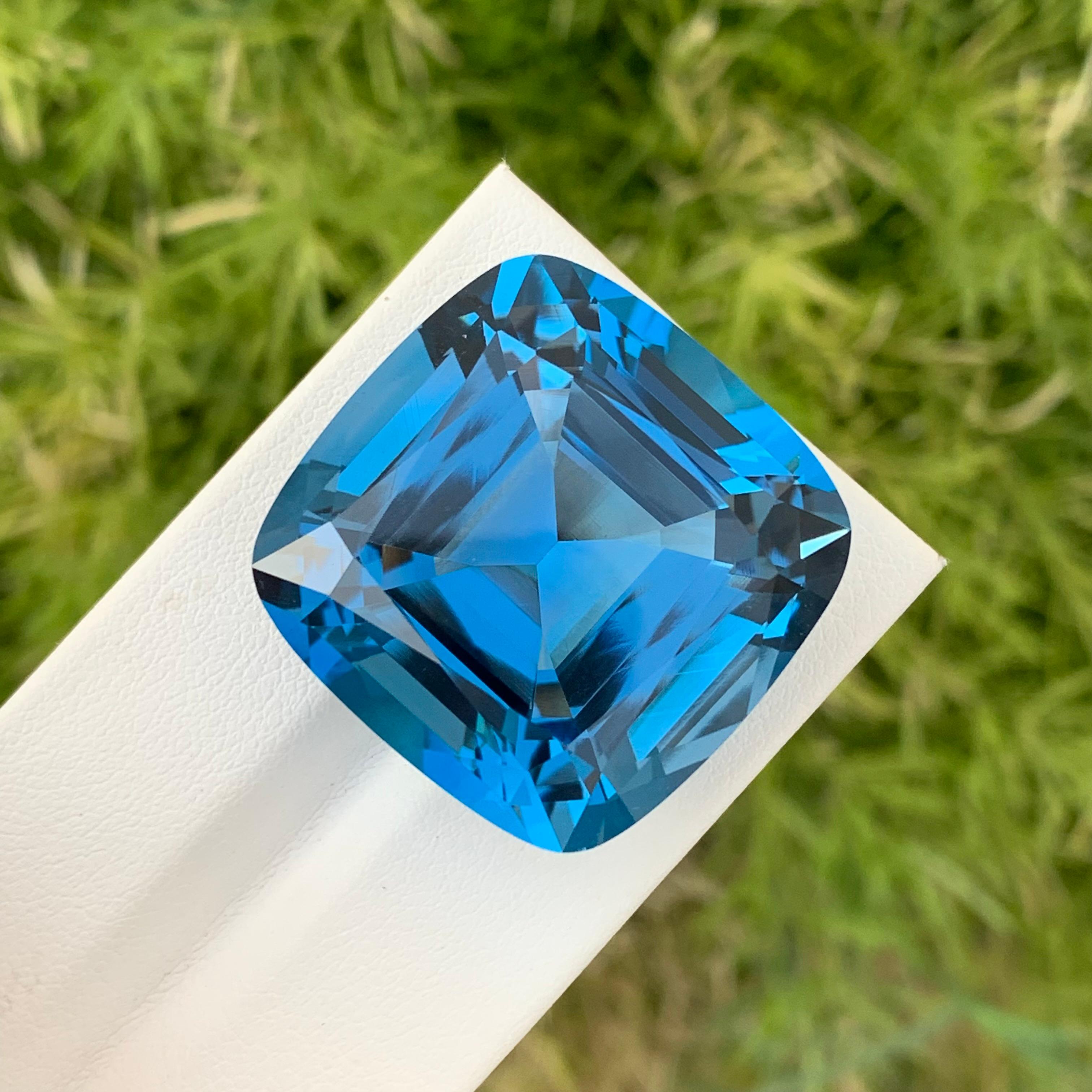 Huge 91.55 Carat Faceted London Blue Topaz Perfect Square Shape Gem For ...