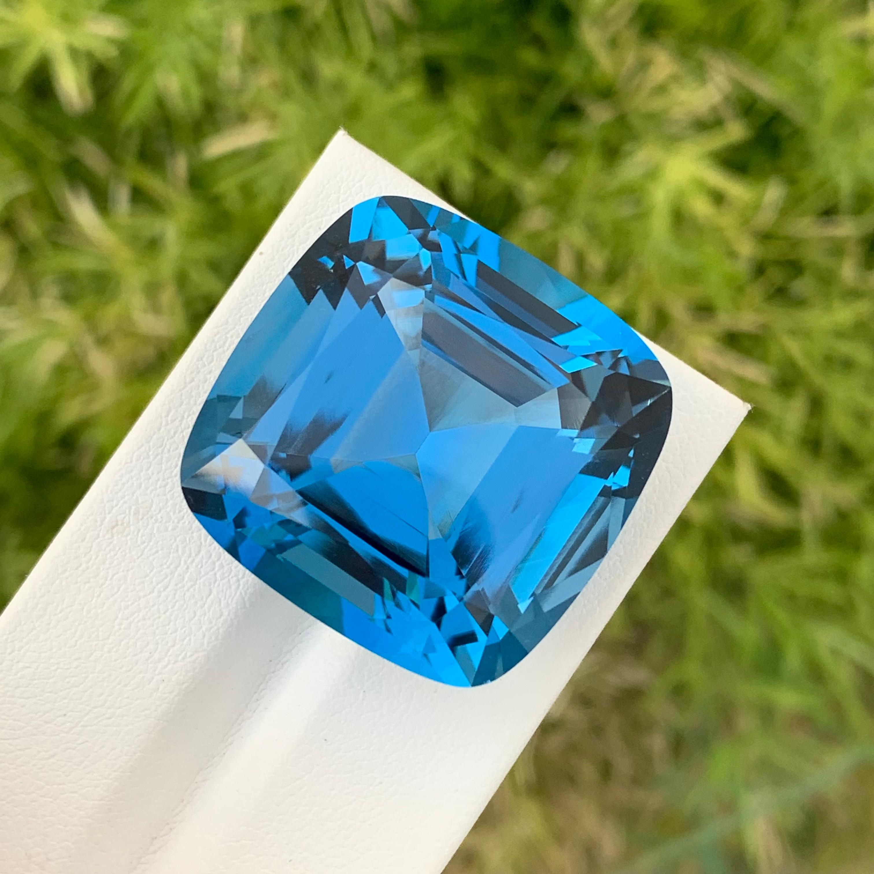 Huge 91.55 Carat Faceted London Blue Topaz Perfect Square Shape Gem For ...