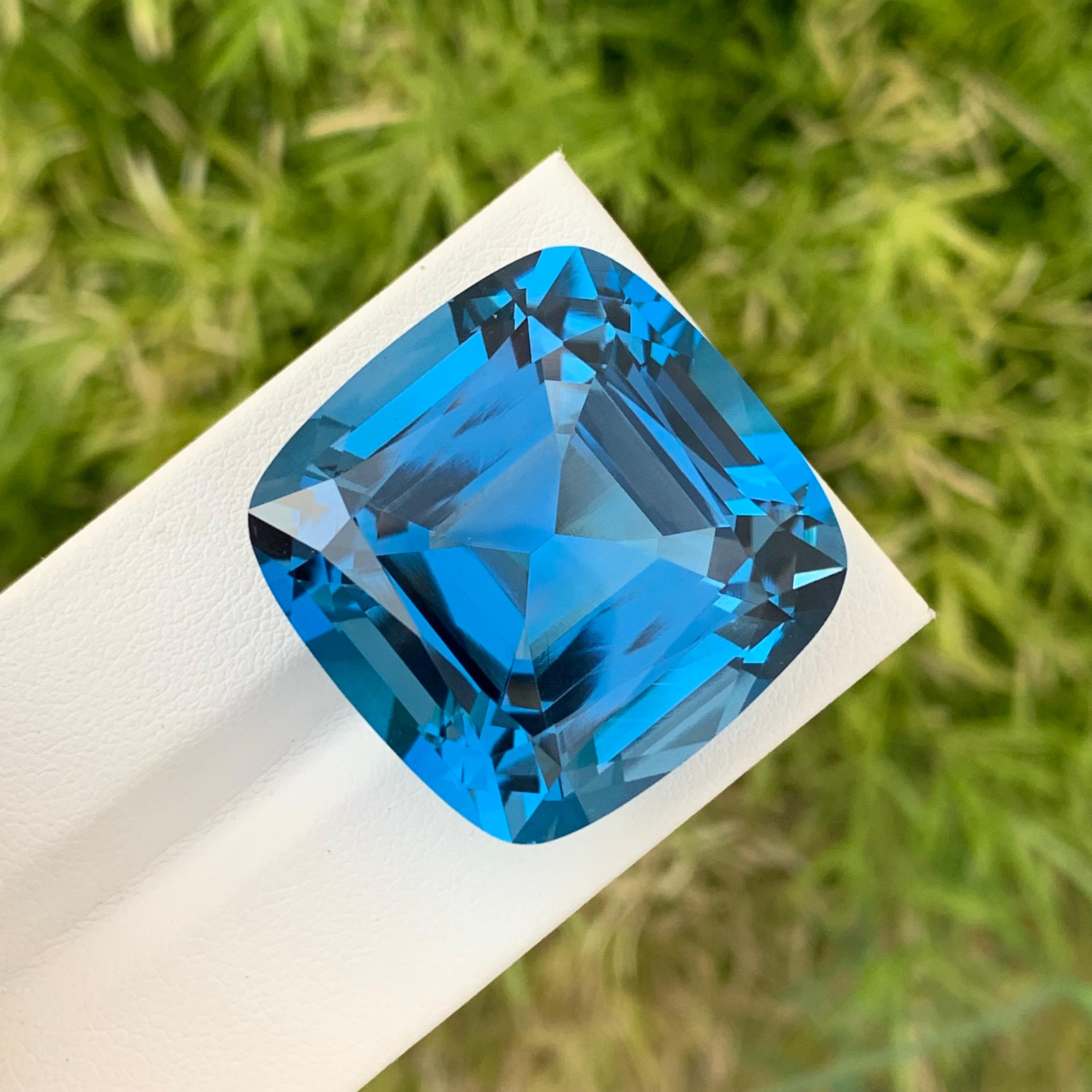 Huge 91.55 Carat Faceted London Blue Topaz Perfect Square Shape Gem For ...