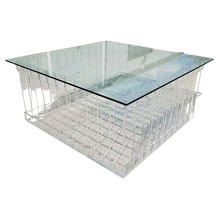 Huge Acrylic and Glass Center Cocktail Indoor Outdoor Table For Sale at ...