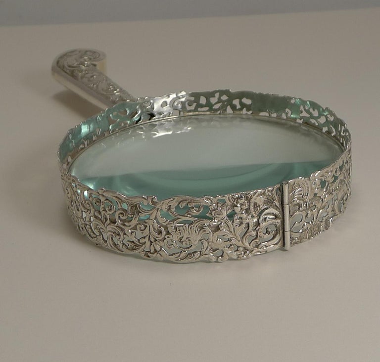 Huge Antique English Sterling Silver Magnifying Glass by Samuel Jacob ...