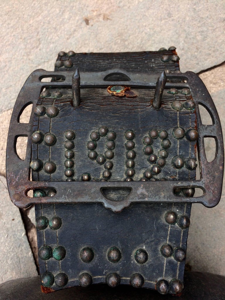 Huge Antique Leather and Metal Cow Bell at 1stDibs